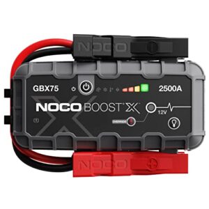 noco boost x gbx75 2500a 12v ultrasafe portable lithium jump starter, car battery booster pack, usb-c powerbank charger, and jumper cables for up to 8.5-liter gas and 6.5-liter diesel engines