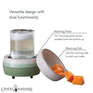 CANDLE WARMERS ETC 2-in-1 Candle and Fragrance Warmer for Warming Scented Candles or Wax Melts and Tarts with to Freshen Room, Green Tea Matcha Latte