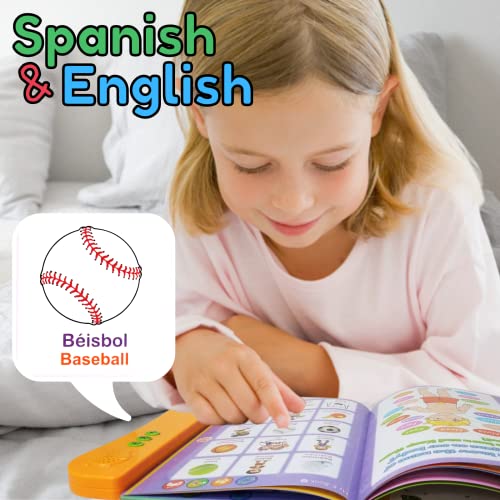 ZeenKind Learn Spanish for Kids 3-6 | Spanish English Talking Sound Books for Kid Toddler Baby | Interactive Educational Electronic Book Bilingual Toys | Libros para Bebes en Espanol Juegos para Niños