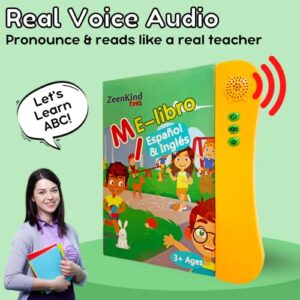 ZeenKind Learn Spanish for Kids 3-6 | Spanish English Talking Sound Books for Kid Toddler Baby | Interactive Educational Electronic Book Bilingual Toys | Libros para Bebes en Espanol Juegos para Niños