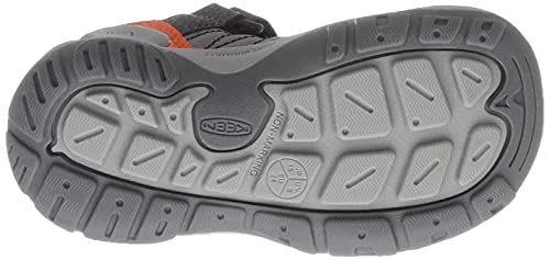 KEEN unisex child Knotch Peak Closed Toe Water Sandal, Magnet/Safety Orange, 9 Little Kid US