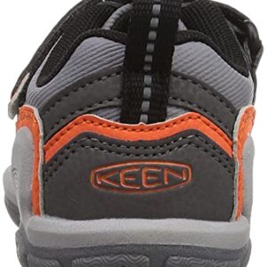 KEEN unisex child Knotch Peak Closed Toe Water Sandal, Magnet/Safety Orange, 9 Little Kid US