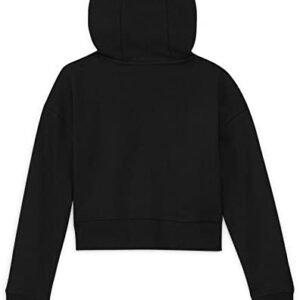 Nike Girl's Sportswear Club Fleece Crop Hoodie (Little Kids/Big Kids) Black/White M (10-12 Big Kid)