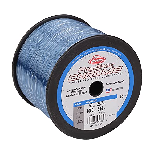 Berkley ProSpec® Chrome, Ocean Blue, 25lb | 11.3kg, 1000yd | 914m Monofilament Fishing Line, Suitable for Saltwater Environments