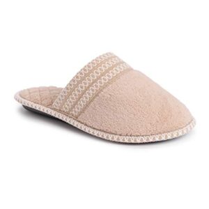 muk luks womens women's cathy micro chenille closed toe slipper, honey wheat, medium us