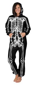 nawoshow women men long sleeve playsuit adult onesie jumpsuit pajamas (skeleton, l/xl)