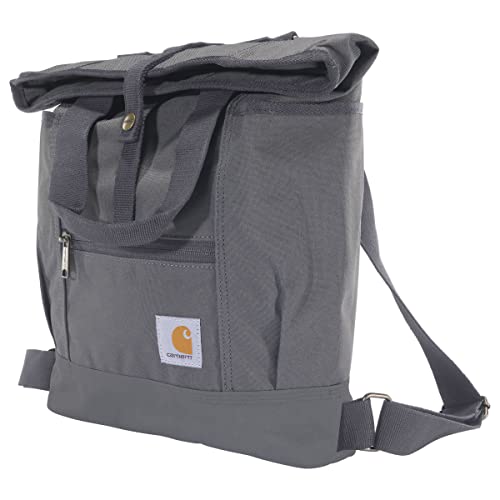 Carhartt Convertible, Durable Tote Bag with Adjustable Backpack Straps and Laptop Sleeve, Gray, One Size