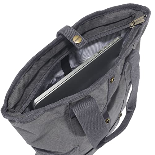 Carhartt Convertible, Durable Tote Bag with Adjustable Backpack Straps and Laptop Sleeve, Gray, One Size