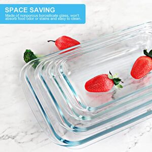 KOMUEE 8 Pieces Glass Baking Dish with Lids Rectangular Glass Baking Pan Bakeware Set with BPA Free Lids, Baking Pans for Lasagna, Leftovers, Cooking, Kitchen, Fridge-to-Oven, Gray