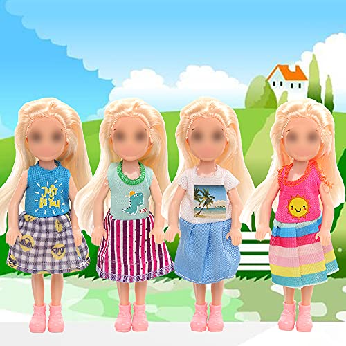 Miunana 12 pcs Girl Doll Clothes Dress Outfits and Shoes for Chelsea 11.5 Inch Girl's Sister 6" Doll Clothing with 2 Pairs of Shoes for 4-6 Inch Chelsea Girl Dolls Clothes and Accessories