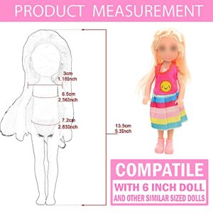 Miunana 12 pcs Girl Doll Clothes Dress Outfits and Shoes for Chelsea 11.5 Inch Girl's Sister 6" Doll Clothing with 2 Pairs of Shoes for 4-6 Inch Chelsea Girl Dolls Clothes and Accessories