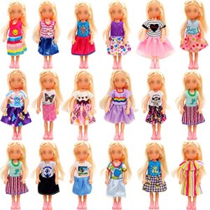 Miunana 12 pcs Girl Doll Clothes Dress Outfits and Shoes for Chelsea 11.5 Inch Girl's Sister 6" Doll Clothing with 2 Pairs of Shoes for 4-6 Inch Chelsea Girl Dolls Clothes and Accessories