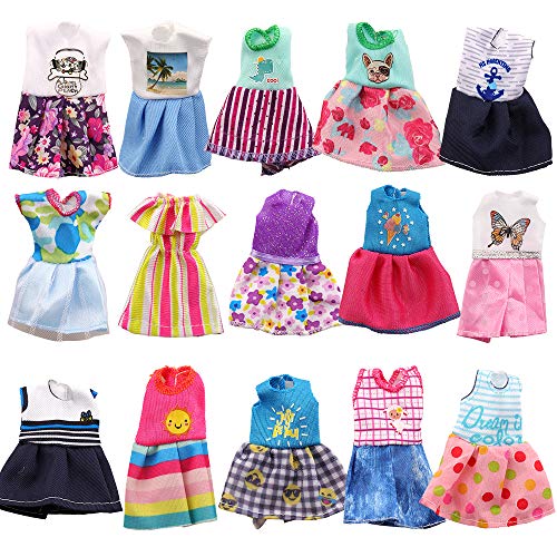 Miunana 12 pcs Girl Doll Clothes Dress Outfits and Shoes for Chelsea 11.5 Inch Girl's Sister 6" Doll Clothing with 2 Pairs of Shoes for 4-6 Inch Chelsea Girl Dolls Clothes and Accessories