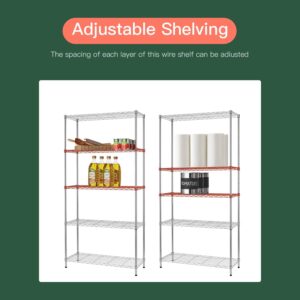 FDW 14" D×36" W×72" H Wire Shelving Unit Metal Shelf with 5 Tier Adjustable Layer Rack Commercial Strong Steel for Restaurant Garage Pantry Kitchen，Chrome