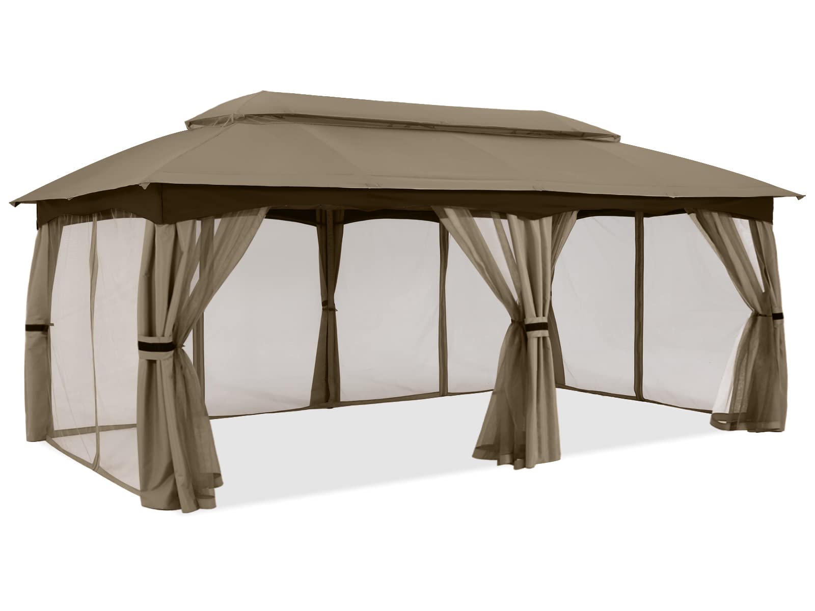 ABCCANOPY 10x20 Outdoor Gazebo - Patio Gazebo with Mosquito Netting, Outdoor Canopies for Shade and Rain for Lawn, Garden, Backyard & Deck (Khaki)