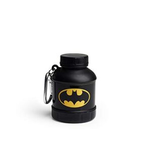 smartshake justice league whey2go batman protein powder storage container 50g – bpa free shaker bottle funnel for whey protein powder + protein shakes 110ml, dc comics batman gifts for men