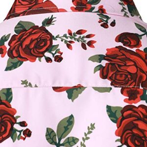 ZEROYAA Mens Fashion Urban Design Polyester Slim Fit Long Sleeve Rose Printed Button Up Dress Shirts ZLCL21-Pink Medium