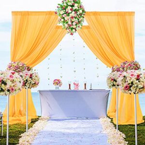 Chiffon Backdrop Curtain 5FTx9FT Gold Chiffon Fabric Drapes for Wedding Ceremony Chiffon Voile Curtains 2 Panels 29"x108" Photography Backdrop Drapes Party Stage Backdrop (29''x108''x2pcs, Gold)