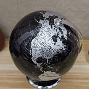 ANNOVA Metallic World Globe Black – Educational/Geographic/Modern Desktop Decoration - Stainless Steel Arc and Base/Earth World - Metallic Black - for School, Home, and Office (8-Inch)