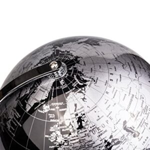 ANNOVA Metallic World Globe Black – Educational/Geographic/Modern Desktop Decoration - Stainless Steel Arc and Base/Earth World - Metallic Black - for School, Home, and Office (8-Inch)