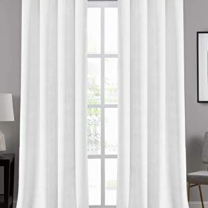 ZHAOFENG White Velvet Curtains 84 inches with Grommet, Blackout Soft Luxury Thick Sunlight Dimming Heat Insulated Privacy Protect Velour Drapes for Living and Dining Room, 2 Panels, W52 x L84 Inches