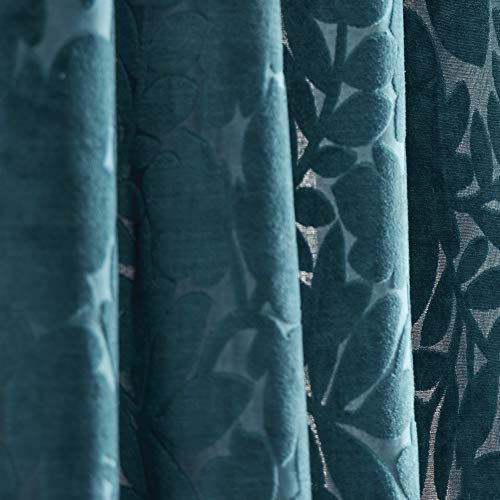 MARTHA STEWART Sherwood Velvet Grommet Window Curtain Panel Pair, 84", Teal