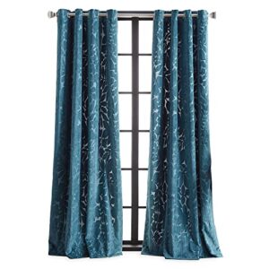 MARTHA STEWART Sherwood Velvet Grommet Window Curtain Panel Pair, 84", Teal