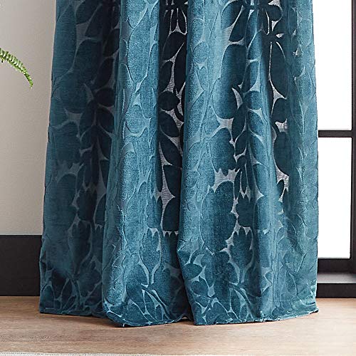 MARTHA STEWART Sherwood Velvet Grommet Window Curtain Panel Pair, 84", Teal