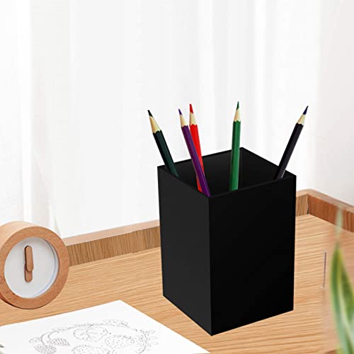 Beitiny Acrylic Pen Holder for Desk, Black Pencil Organizer, Makeup Brush Holder Cup Storage Office Desktop Stationery Organizer