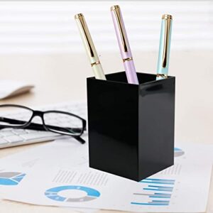 Beitiny Acrylic Pen Holder for Desk, Black Pencil Organizer, Makeup Brush Holder Cup Storage Office Desktop Stationery Organizer