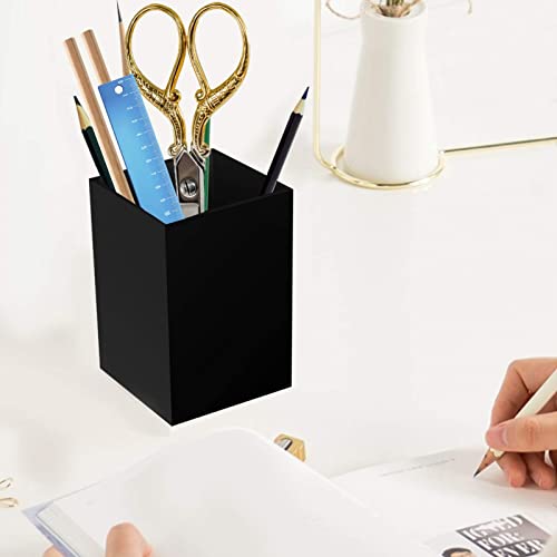 Beitiny Acrylic Pen Holder for Desk, Black Pencil Organizer, Makeup Brush Holder Cup Storage Office Desktop Stationery Organizer