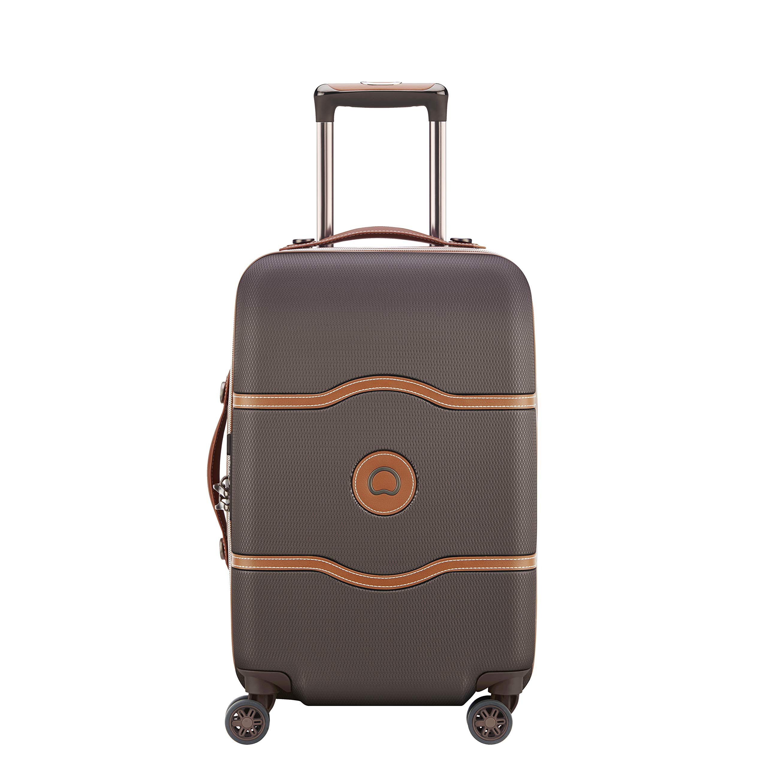 DELSEY Paris Chatelet Air Hardside Luggage, Spinner Wheels, Chocolate Brown, Checked-Medium 24 Inch