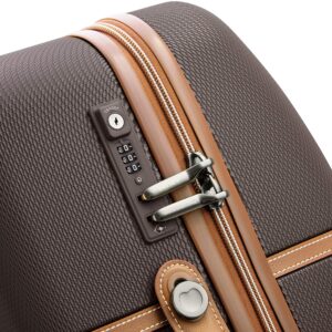 DELSEY Paris Chatelet Air Hardside Luggage, Spinner Wheels, Chocolate Brown, Checked-Medium 24 Inch