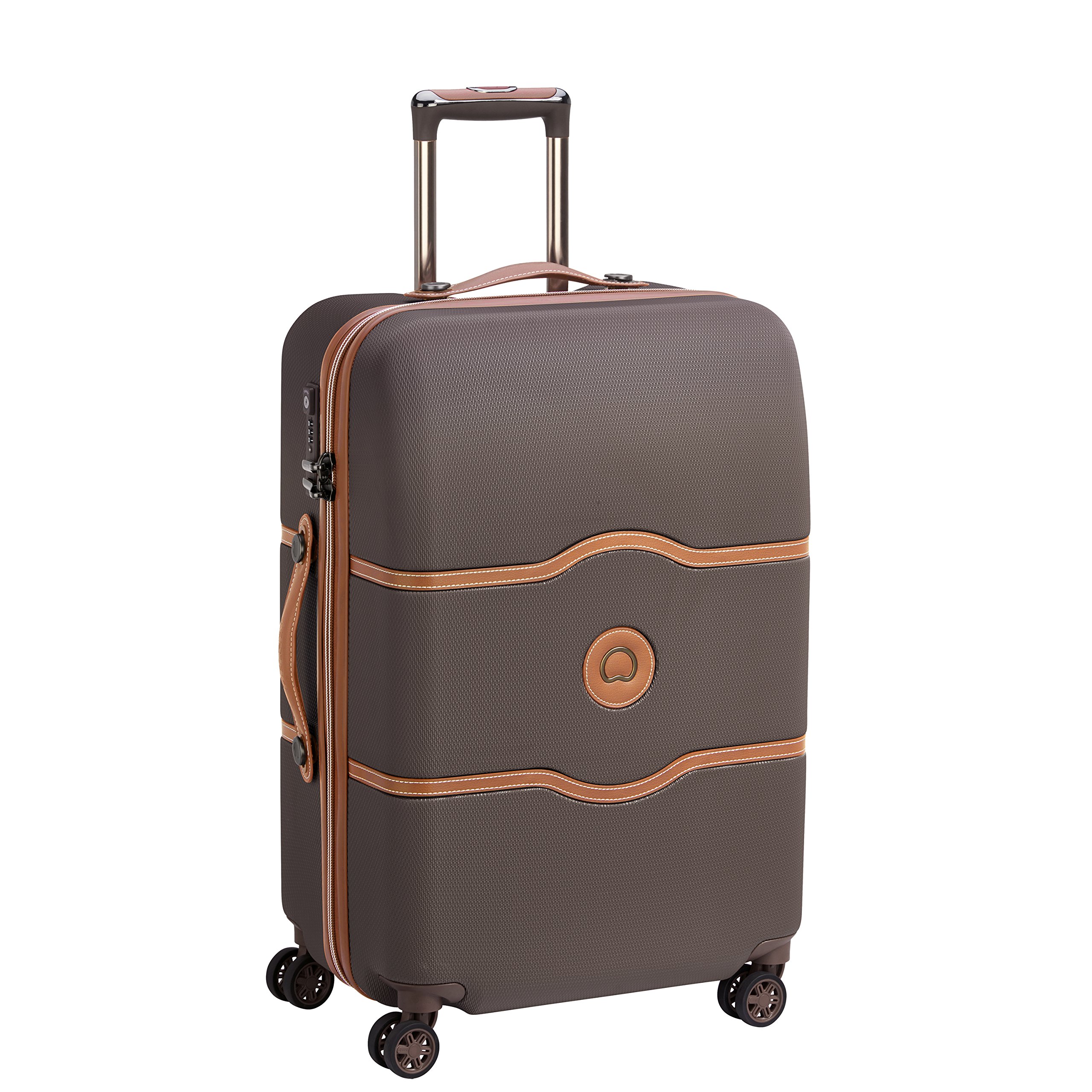 DELSEY Paris Chatelet Air Hardside Luggage, Spinner Wheels, Chocolate Brown, Checked-Medium 24 Inch