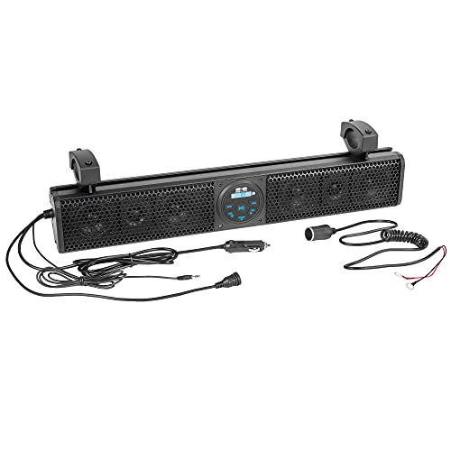 BELVA BASB26 26” Wide IPX5 Weatherproof Marine UTV ATV Sound Bar, Four 3" Speakers, Two 1" Tweeters, Built-in Amplifier, AUX Input, USB Input, Bluetooth Audio and Wireless Remote