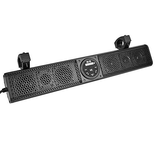 BELVA BASB26 26” Wide IPX5 Weatherproof Marine UTV ATV Sound Bar, Four 3" Speakers, Two 1" Tweeters, Built-in Amplifier, AUX Input, USB Input, Bluetooth Audio and Wireless Remote