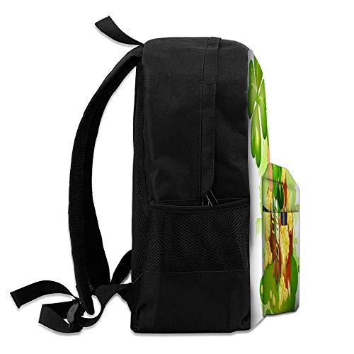 EKOBLA Backpack Leprechaun, St Patrick'S Day Clover Gold Shiny Magic With Green Hat Green Plant