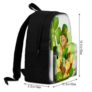 EKOBLA Backpack Leprechaun, St Patrick'S Day Clover Gold Shiny Magic With Green Hat Green Plant