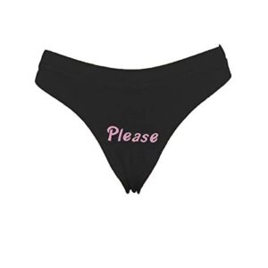 Sexy Women Come Here Daddy Please Print Strappy Lingerie Set 2PCS See Tank Tops and Panty Sets Pajamas Sleepwear (Black, M)