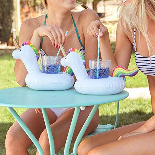 Inflatable Drink Holder, 25 Pack Pool Drink Floats Inflatable Cup Holders + 1 Hand Pump, Drink Floaties for Swimming Pool Party