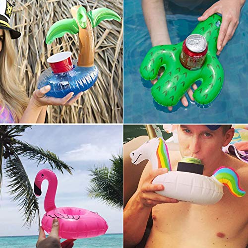 Inflatable Drink Holder, 25 Pack Pool Drink Floats Inflatable Cup Holders + 1 Hand Pump, Drink Floaties for Swimming Pool Party