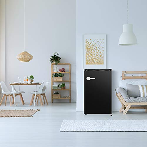 R.W.FLAME Upright Compact Freezer 2.3 Cu.ft, Freestanding Mini Freezer with Removable Shelf, Single Door, Adjustable Temperature Control, for Home, Office, Apartment (Black)