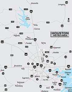 houston metro area map - 20 inch by 30 inch laminated poster with bright colors and vivid imagery-fits perfectly in many attractive frames