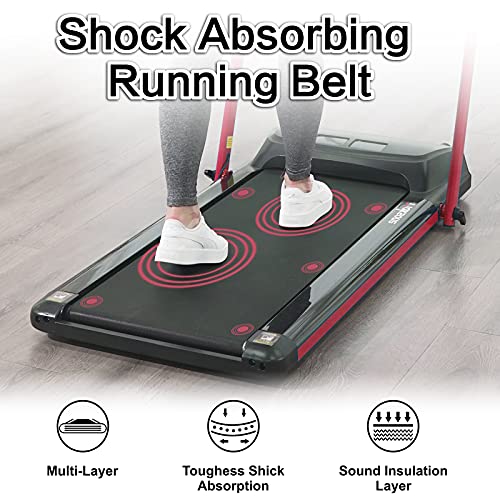 Maksone 2 in 1 Folding Treadmill for Home, Foldable Treadmill, Under Desk Electric Treadmill Walking Jogging Machine with Remote Control, Installation-Free (Red)…