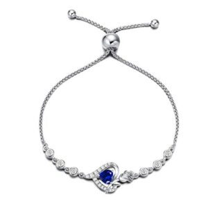 agvana september birthstone jewelry sapphire bracelet for women sterling silver tennis bracelet rose flower heart bolo link bracelets fine jewelry anniversary birthday gifts for women girls mom wife girlfriend