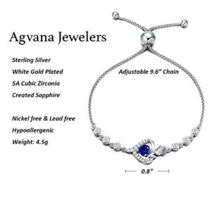 Agvana September Birthstone Jewelry Sapphire Bracelet for Women Sterling Silver Tennis Bracelet Rose Flower Heart Bolo Link Bracelets Fine Jewelry Anniversary Birthday Gifts for Women Girls Mom Wife Girlfriend