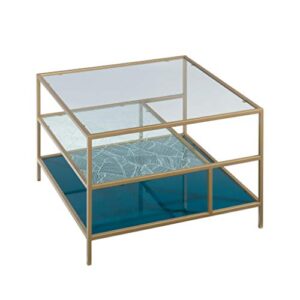 sauder coral cape coffee table, l: 29.53" x w: 29.53" x h: 18.9", satin gold finish