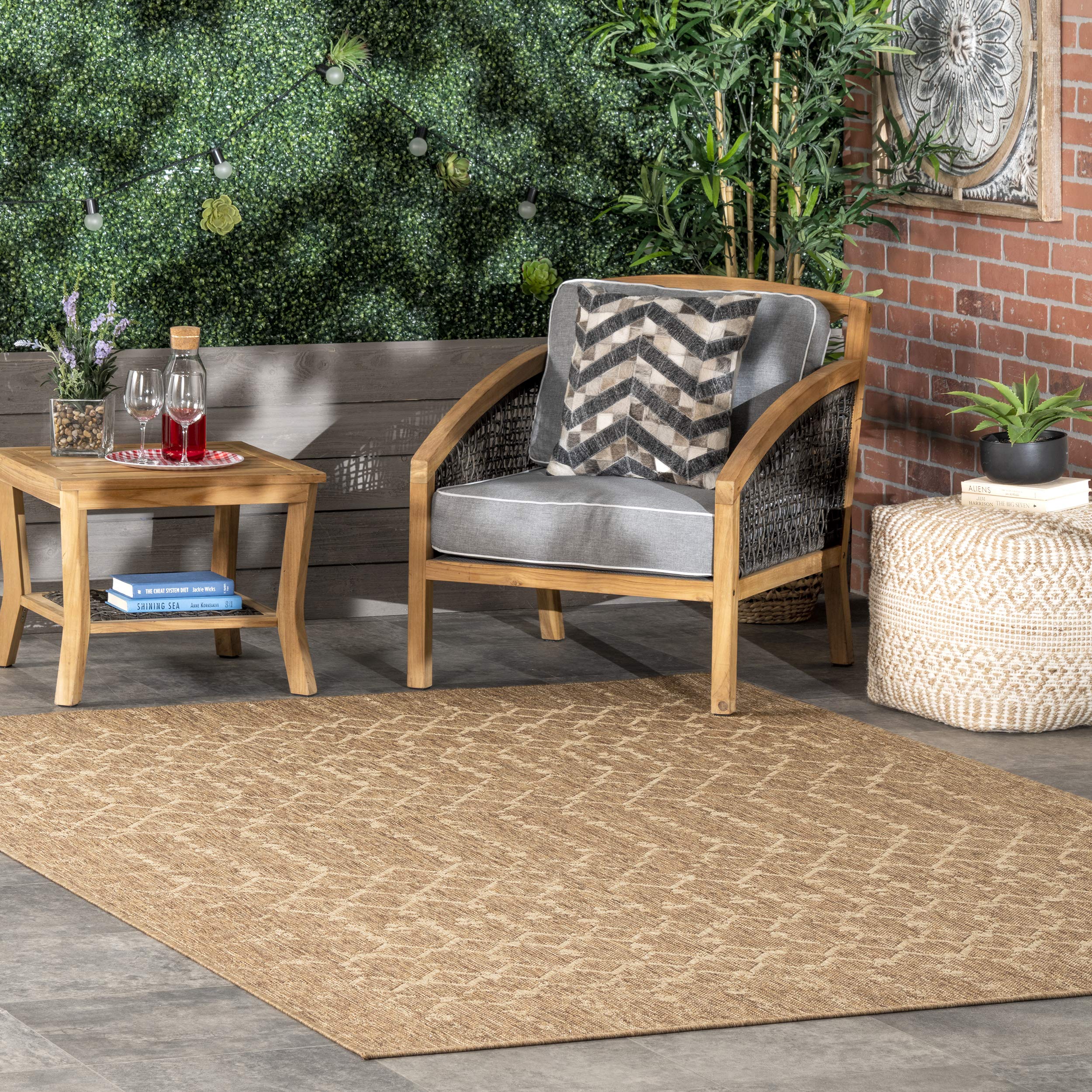 nuLOOM Grayson Moroccan Trellis Indoor/Outdoor Area Rug, 5x8, Beige