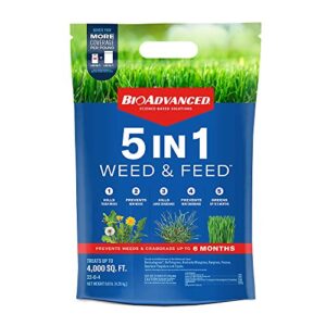 bioadvanced 5 in 1 weed and feed, granules, 9.6lb