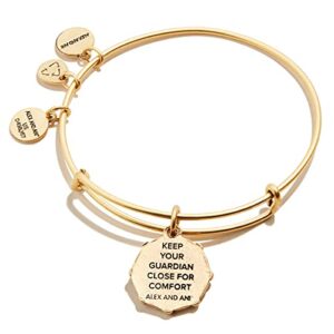 Alex and Ani Path of Symbols Expandable Bangle for Women, Guardian Angel Wings Charm, Rafaelian Gold Finish, 2 to 3.5 in